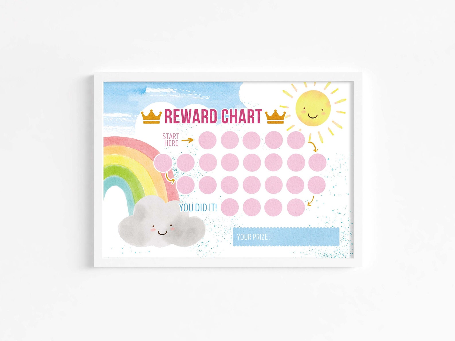 Printable Rainbow Reward Chart For Kids Editable PDF Sunshine | Etsy
