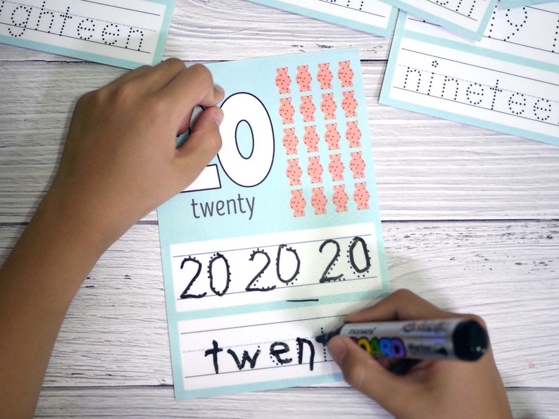 Printable Numbers 11 to 20 Tracing Flashcards Math Worksheets - Etsy