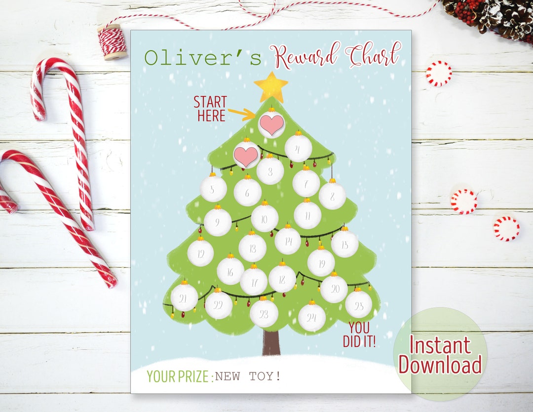 Printable Christmas Tree Reward Chart for Kids Winter Behavior Chart ...