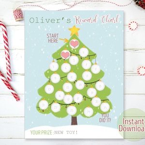 Printable Christmas Tree Reward Chart for Kids Winter Behavior Chart ...