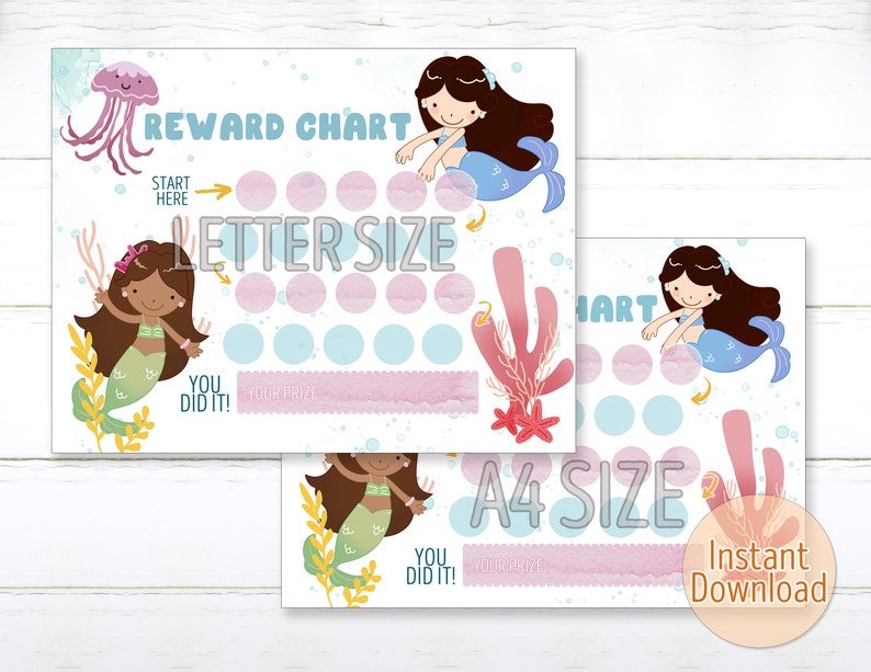 Printable Mermaid Reward Chart for Kids Behavior Chart Girls - Etsy