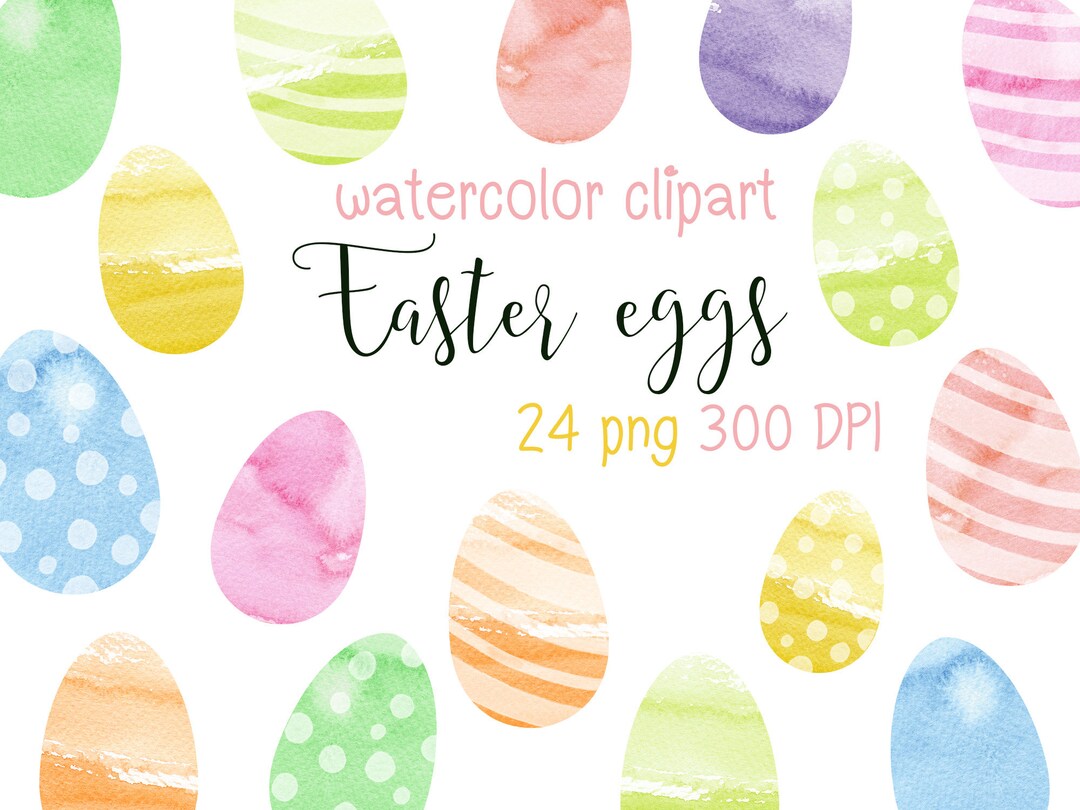 Watercolor Easter Eggs Сlipart Pastel Color Eggs Clip Art Cute ...