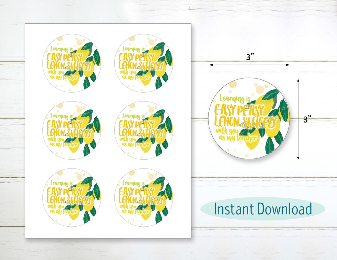 Lemon Back to School Tags PRINTABLE Easy Peasy Lemon Squeezy - Etsy