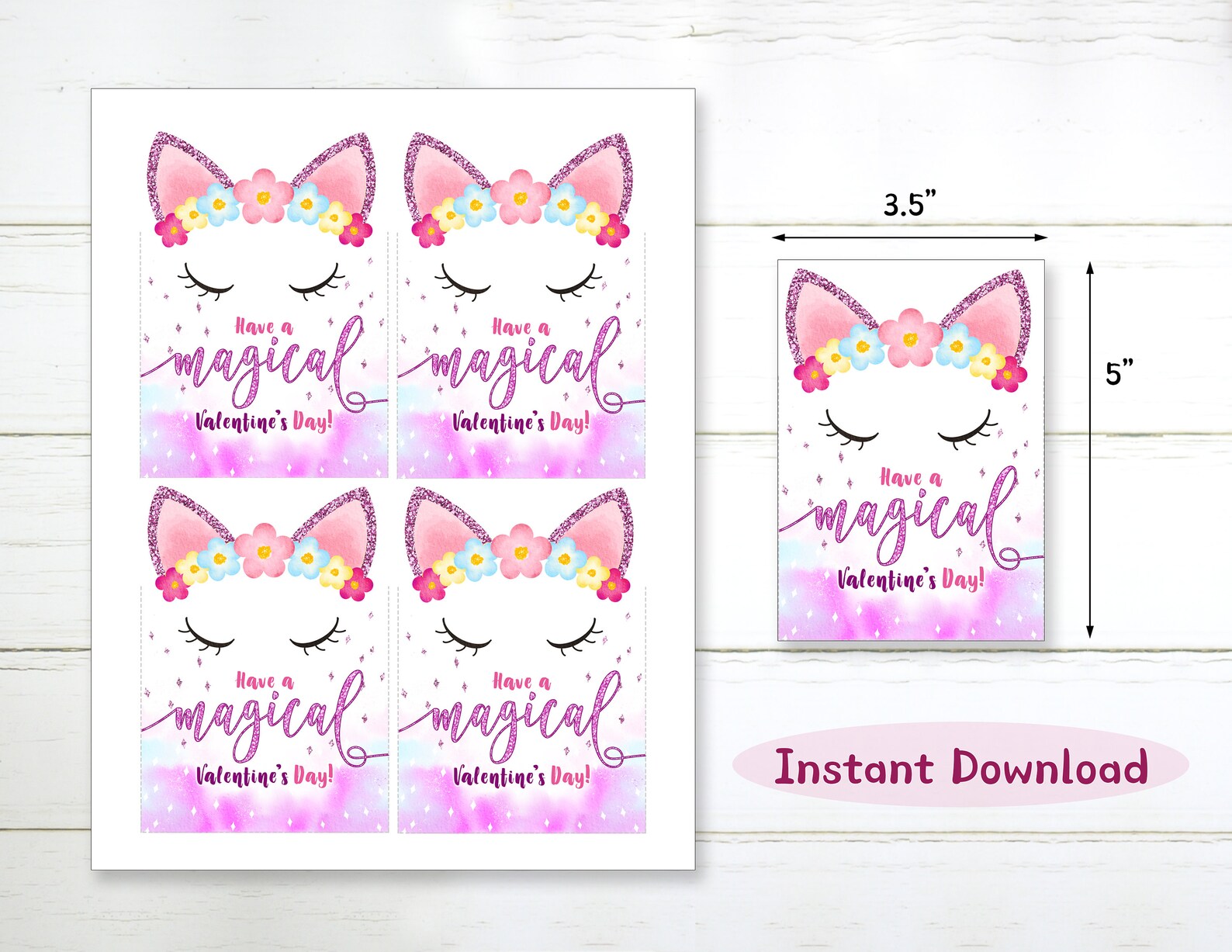 Unicorn Valentines Day Tags for Kids Printable Valentine Gift | Etsy