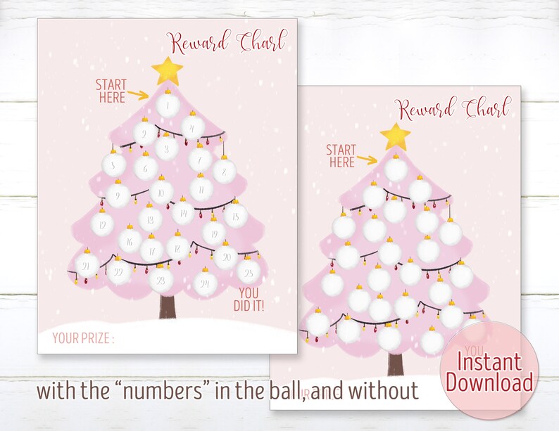 Printable Christmas Reward Chart for Kids Winter Tree Behavior Chart ...