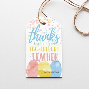 Printable Easter Teacher Tags Easter Egg-cellent Teacher EDITABLE PDF ...
