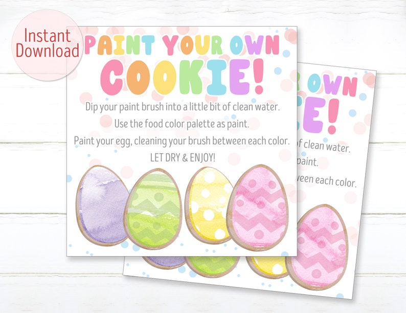 Printable PYO Cookie Tag With Instructions Paint Your Own - Etsy