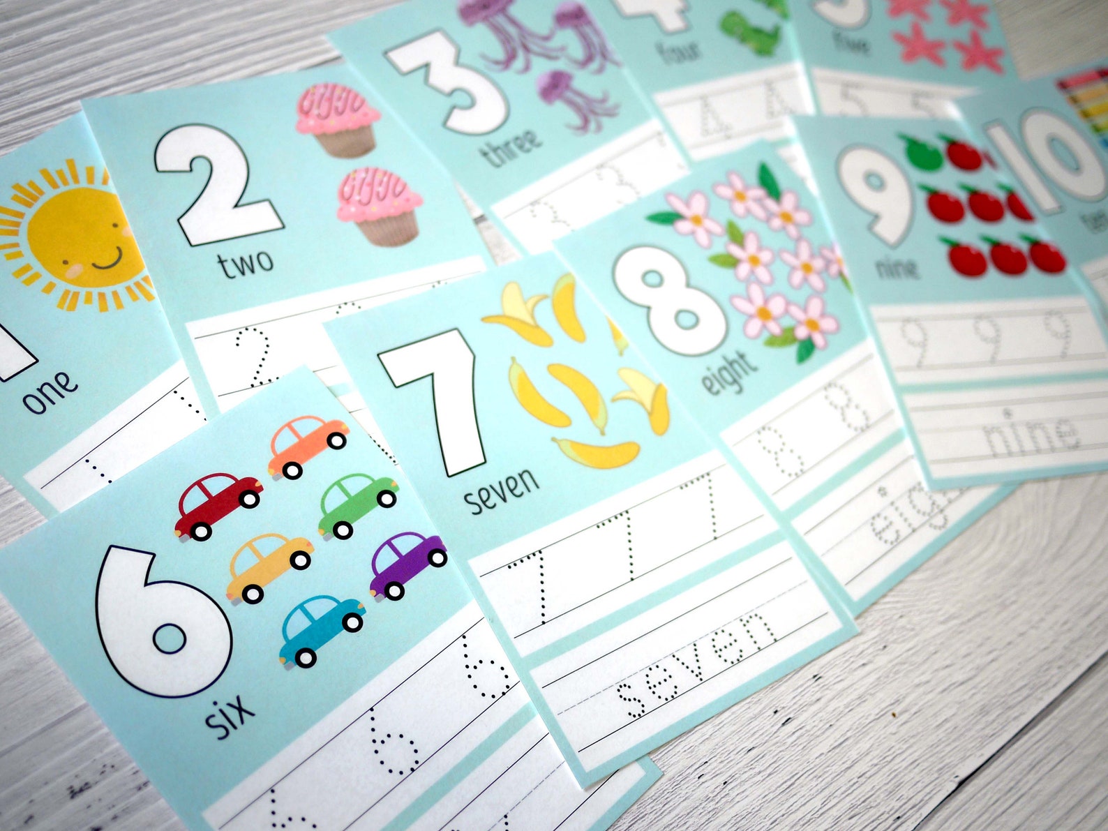 Printable Numbers 1 to 10 Tracing Flashcards Math Worksheets - Etsy