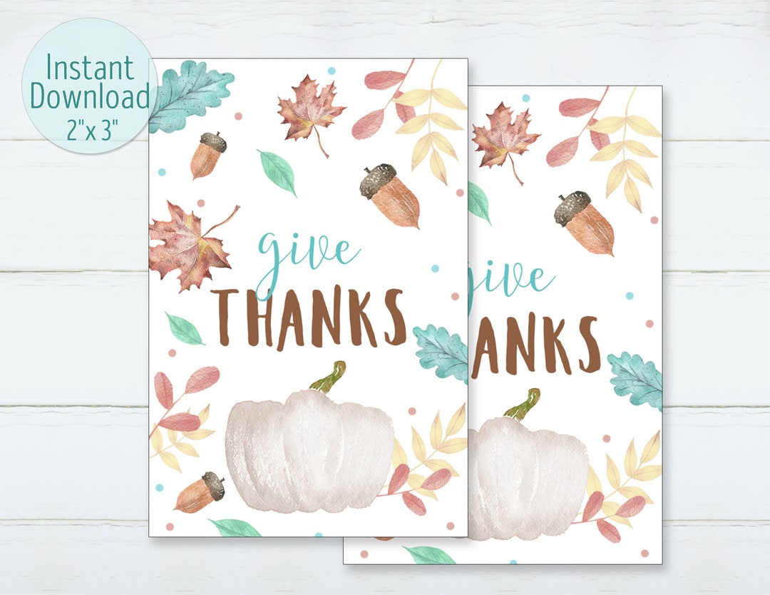 Give Thanks Cookie Tags Printable Thanksgiving Cookie Tag Cookie Card ...