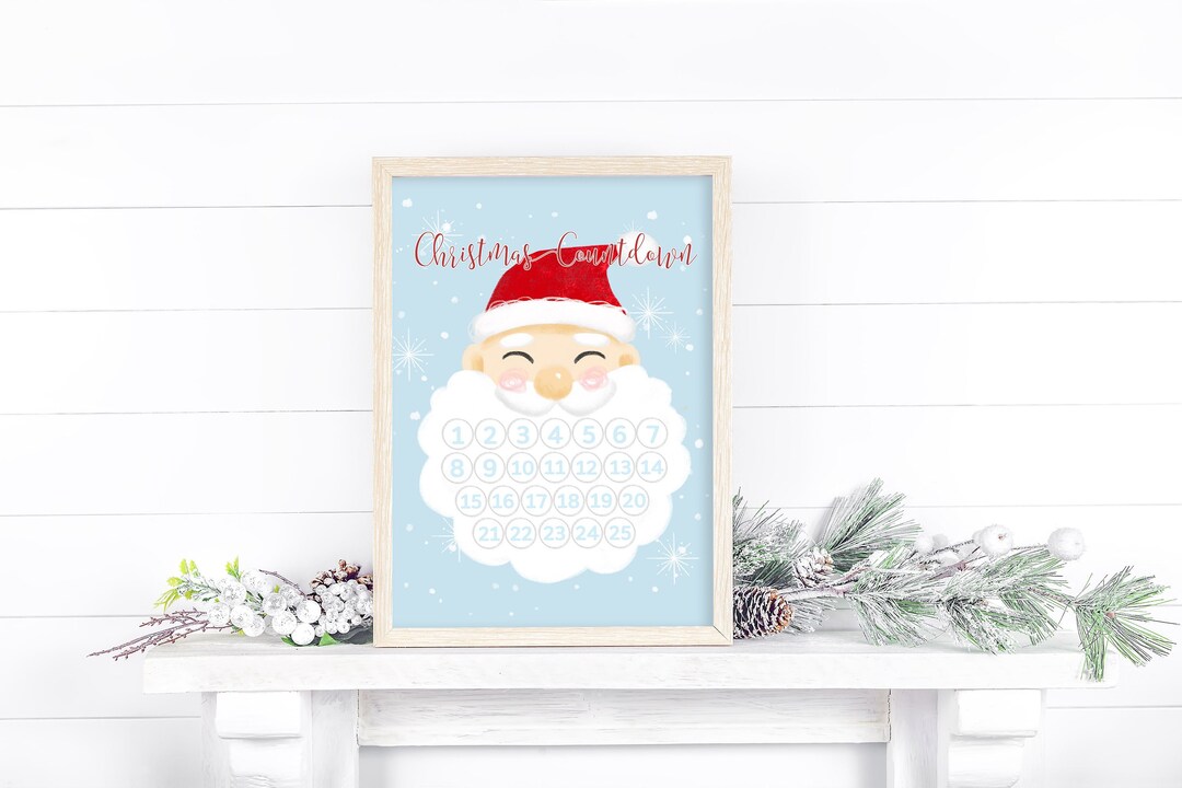 Printable Countdown to Christmas Santa Face Santa Beard Christmas ...