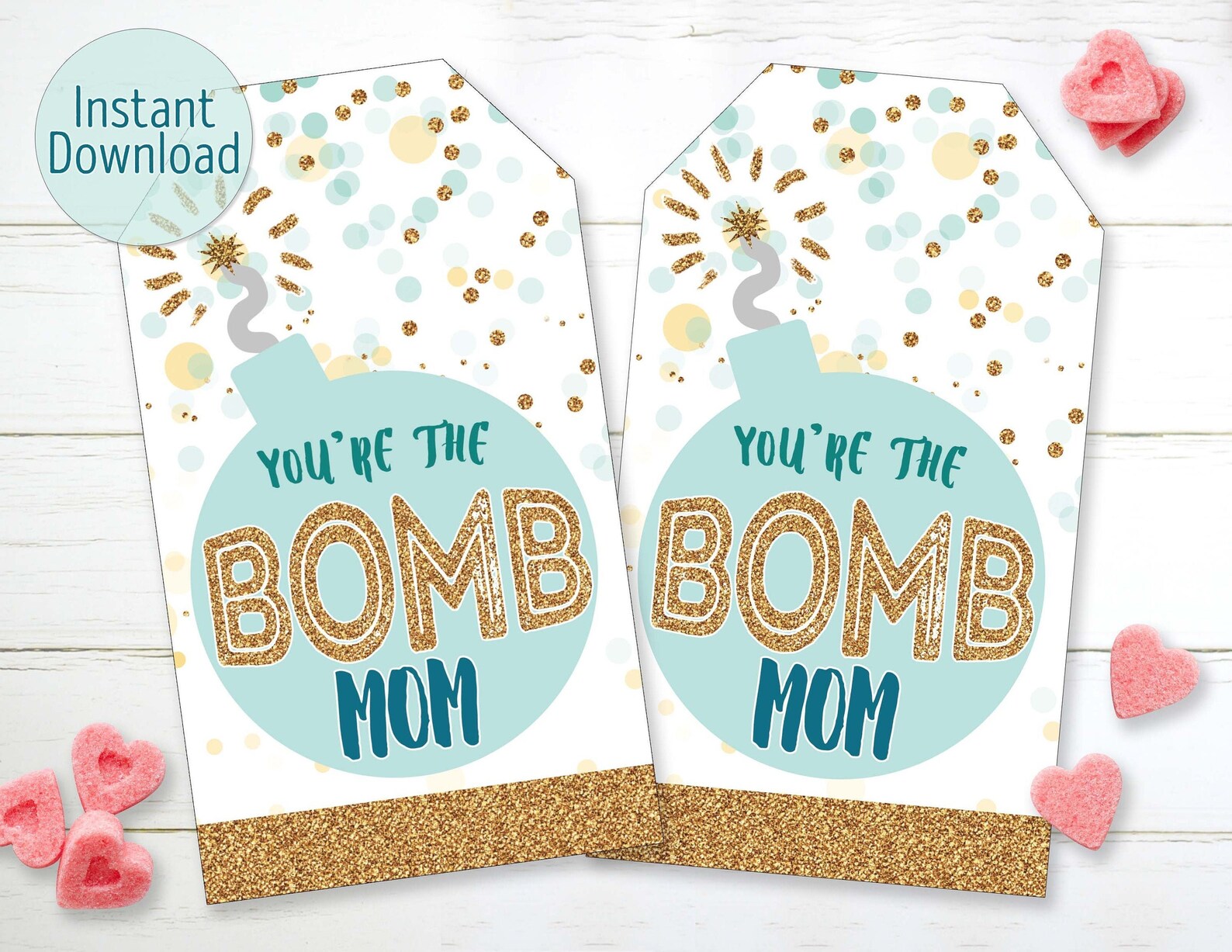 Printable You're the BOMB Mom Gift Tag Mother's Day - Etsy