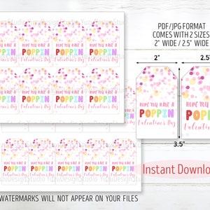 Pink Pop It Valentine Tags for Kids Printable Poppin Valentine's Day ...