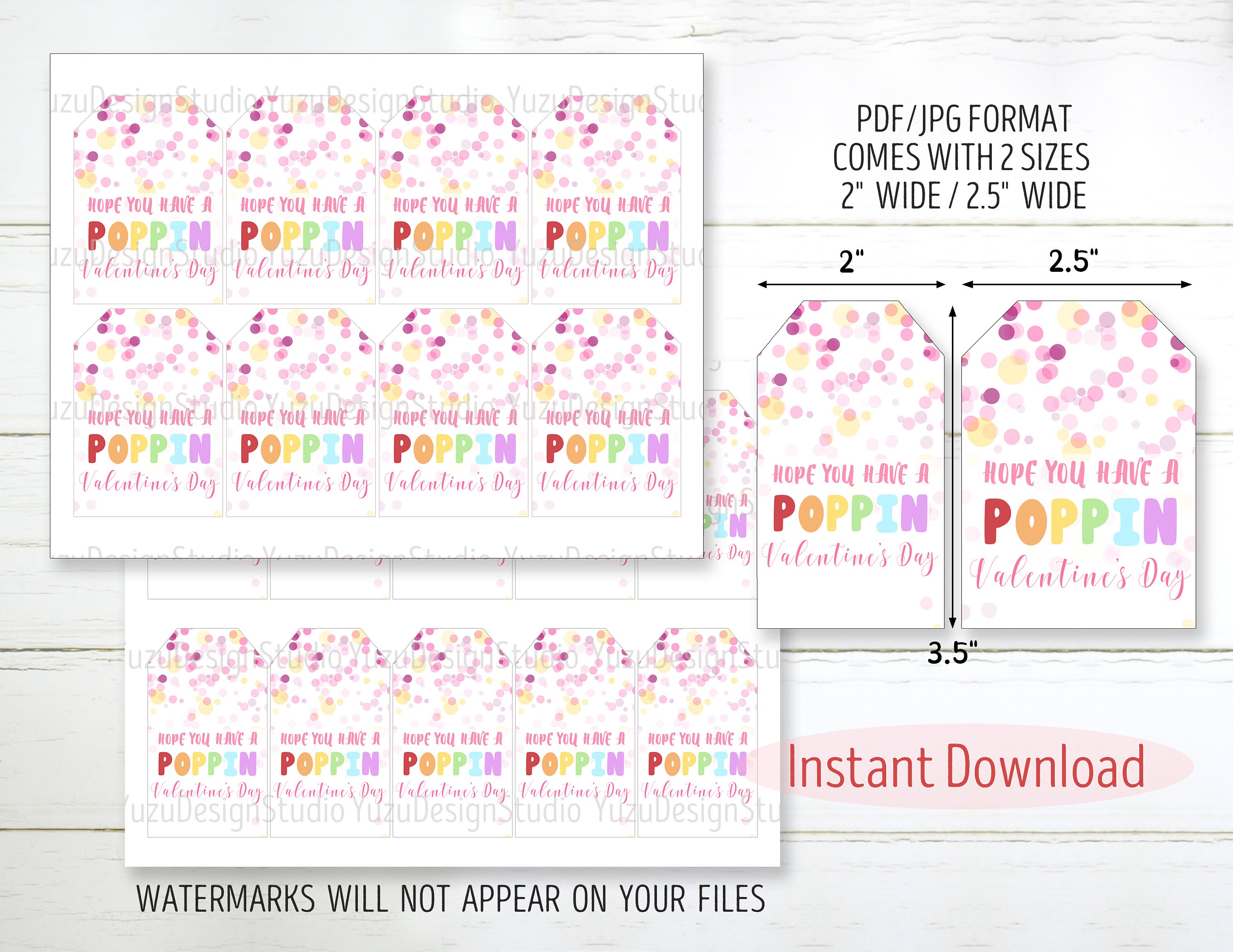 Pink Pop It Valentine Tags for Kids Printable Poppin Valentine's Day ...