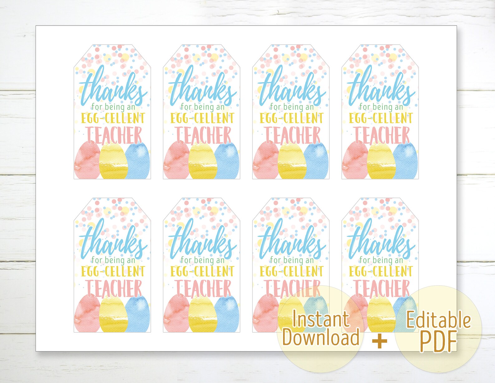 Printable Easter Teacher Tags Easter Egg-cellent Teacher | Etsy