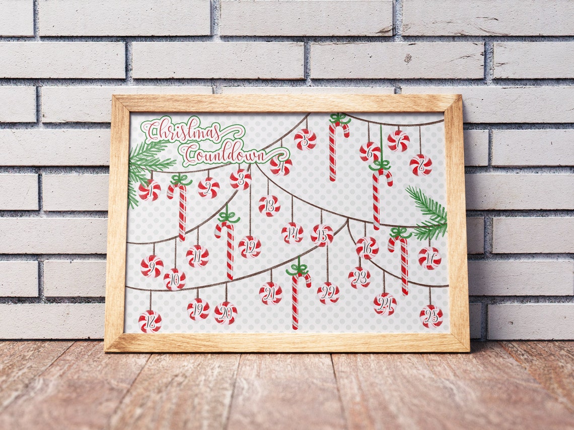 Countdown to Christmas Printable Peppermint Candy Cane Advent Calendar ...
