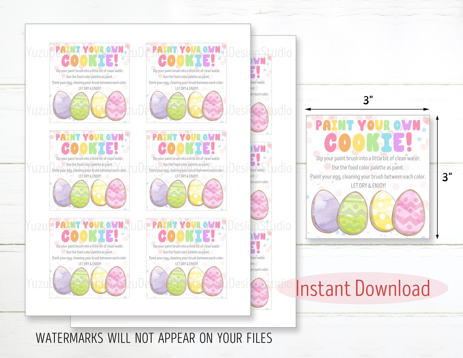 Printable PYO Cookie Tag With Instructions Paint Your Own - Etsy