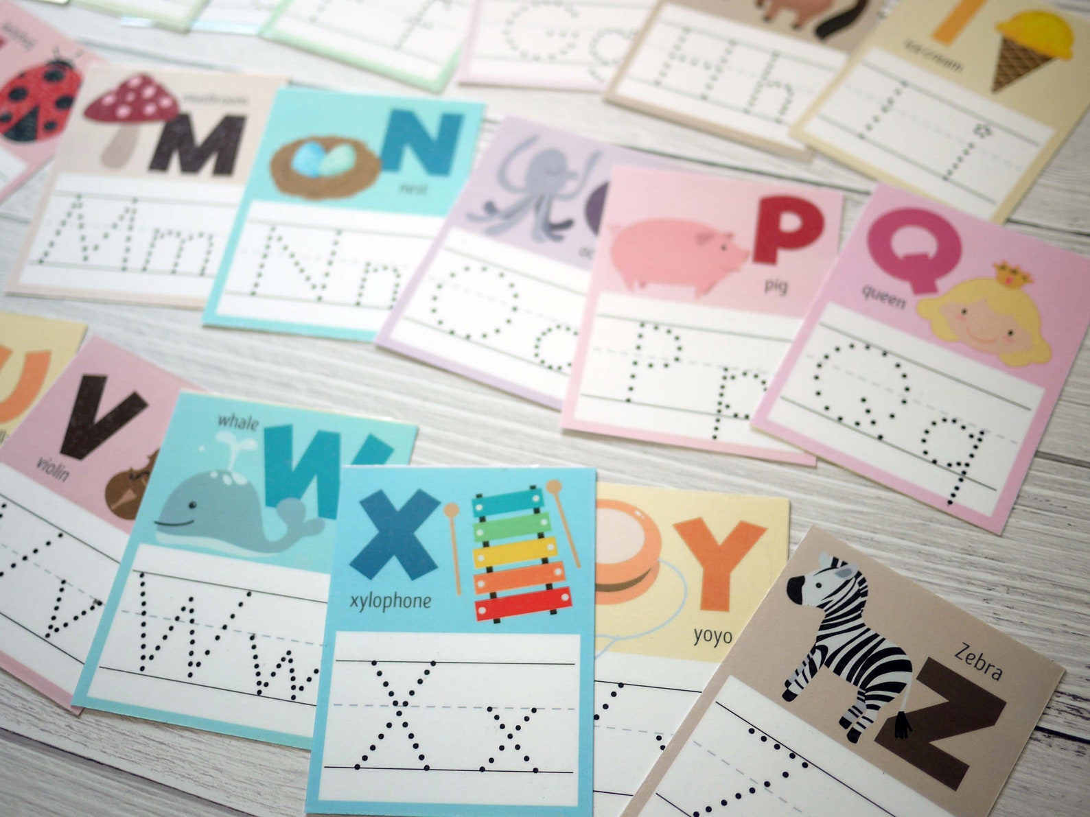 Printable Alphabet Tracing Flash Cards Preschool Homeschool - Etsy