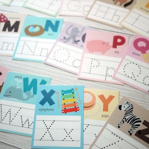 Printable Alphabet Tracing Flash Cards Preschool Homeschool Handwriting ...