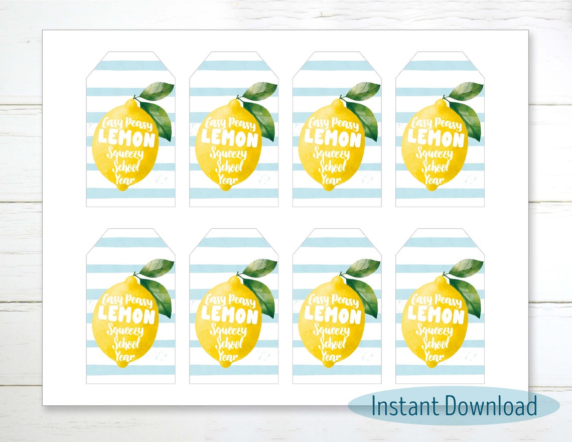 Back to School Lemon Tags PRINTABLE Easy Peasy Lemon Squeezy | Etsy