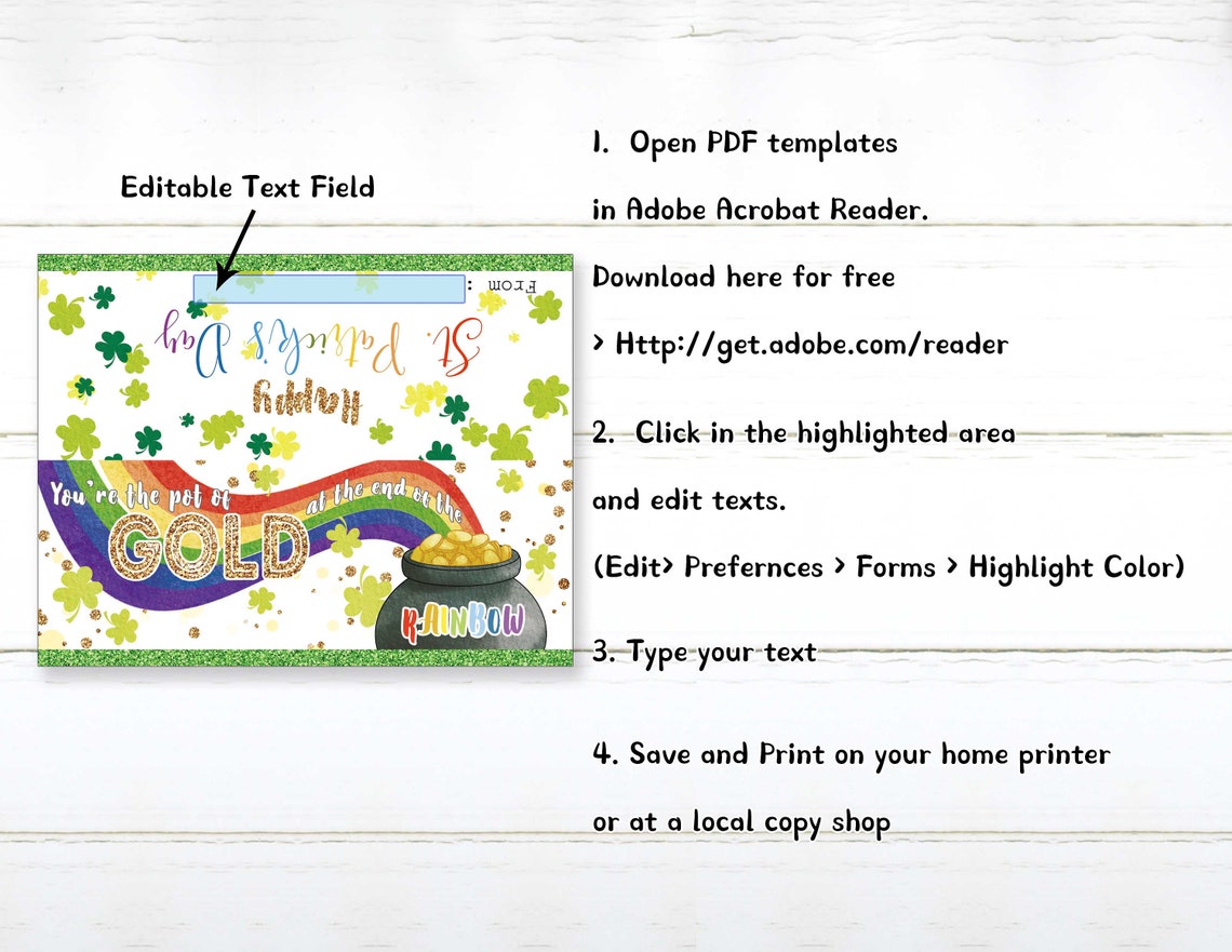 St. Patrick's Day Editable Treat Bag Toppers Pot of Gold | Etsy