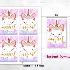 Editable Unicorn Valentine Tags for Kids Printable Have a Magical ...