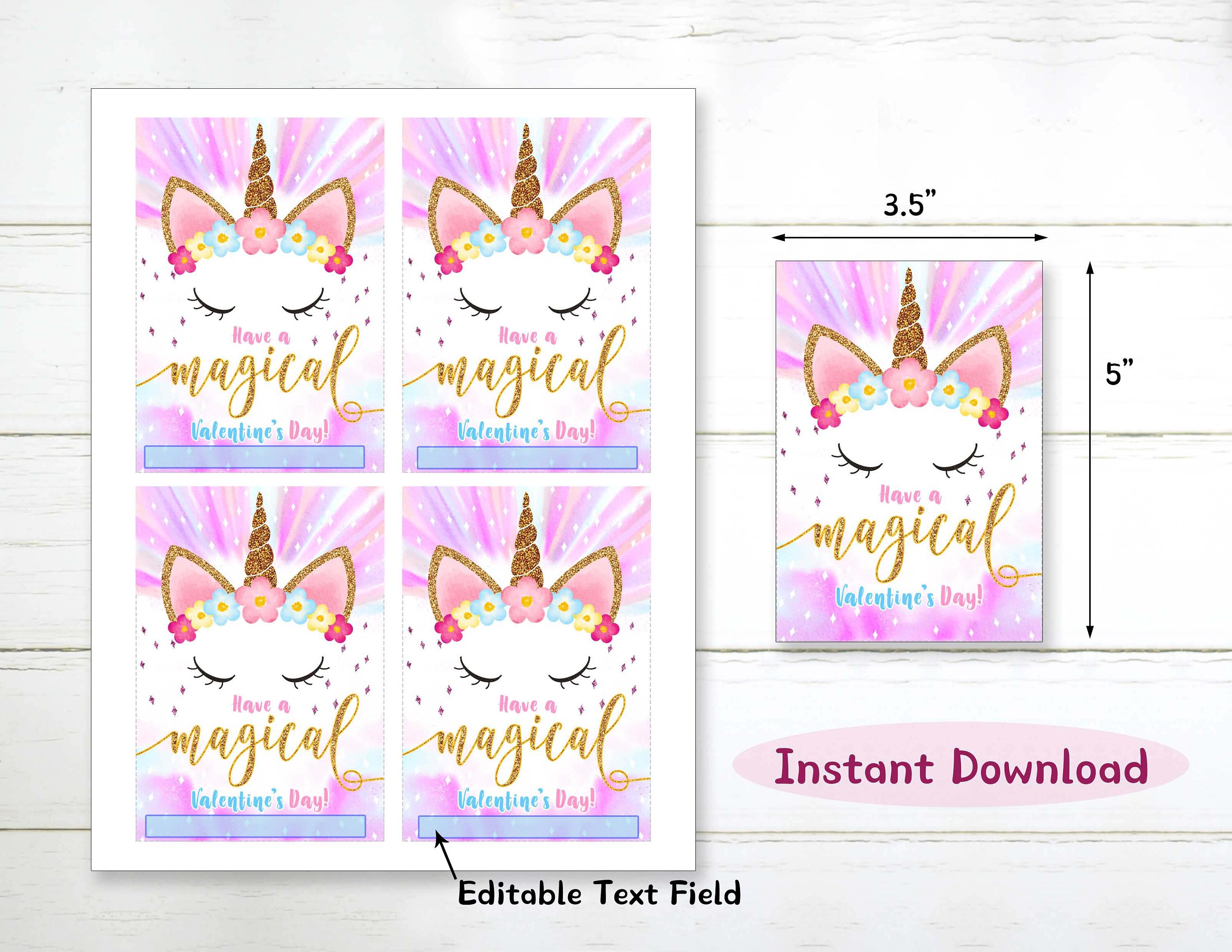 Editable Unicorn Valentine Tags for Kids Printable Have a | Etsy