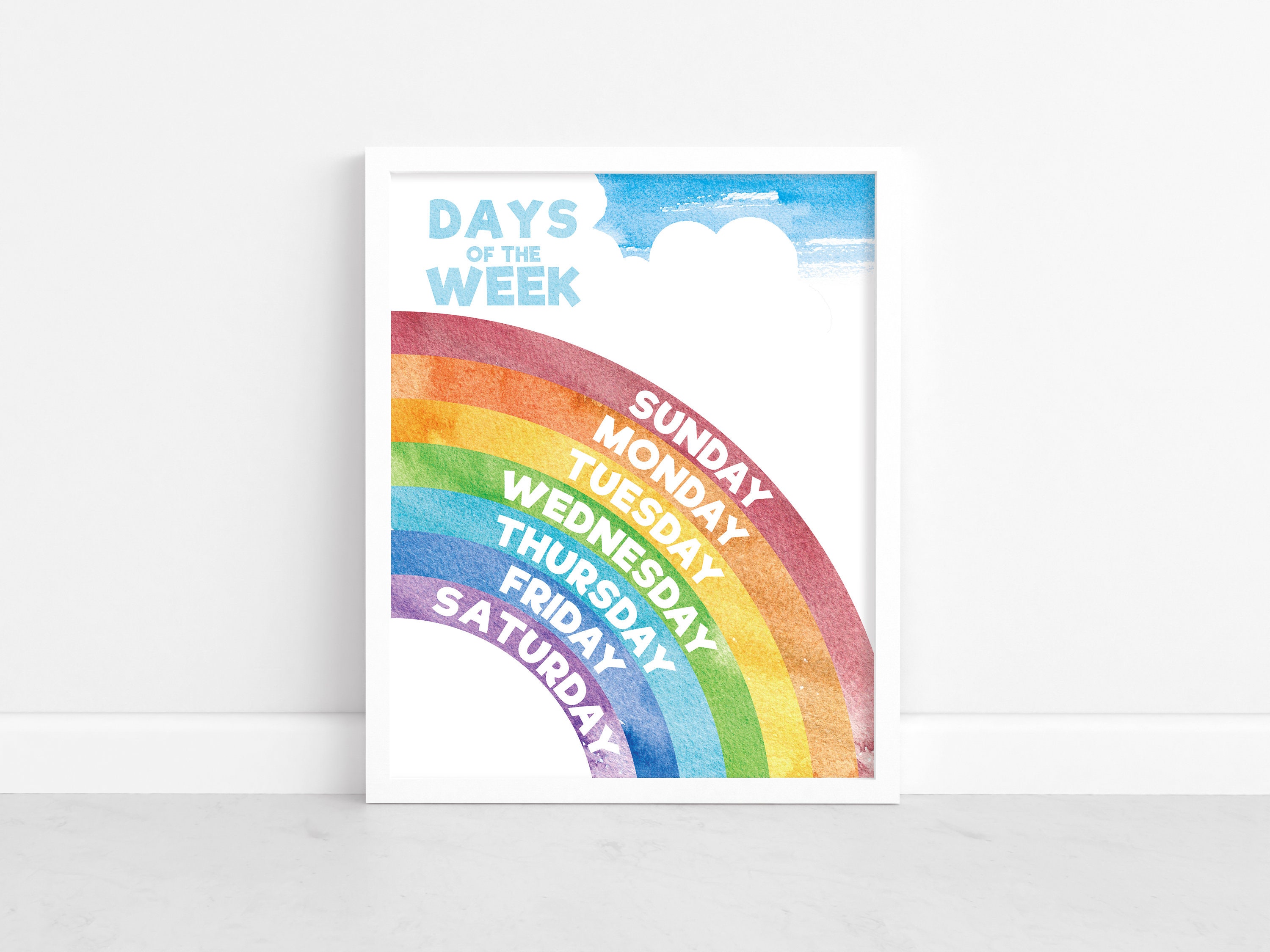 Set of 6 Educational Learning Prints Watercolor Rainbow ABCs - Etsy 日本