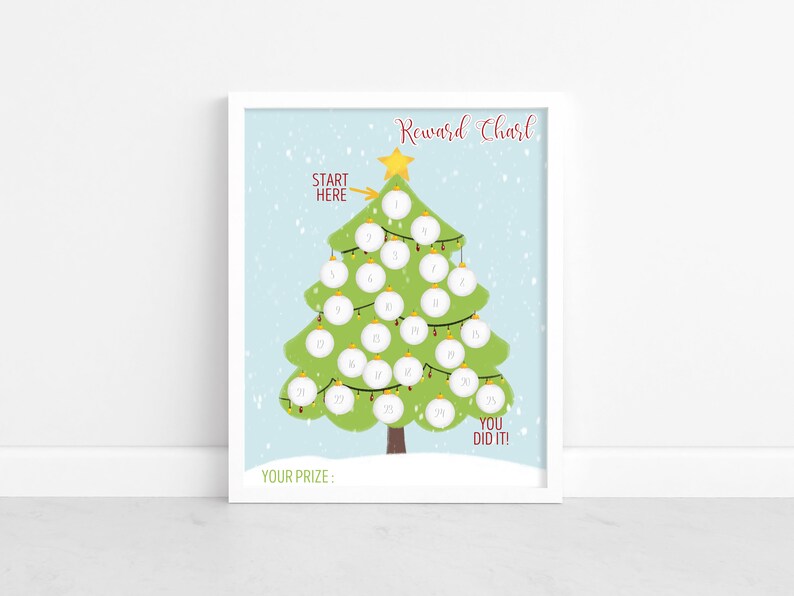 Printable Christmas Tree Reward Chart for Kids Winter Behavior Chart ...