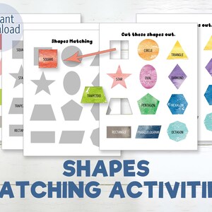 Shapes Matching Printables Learning Busy Book Page Homeschool ...