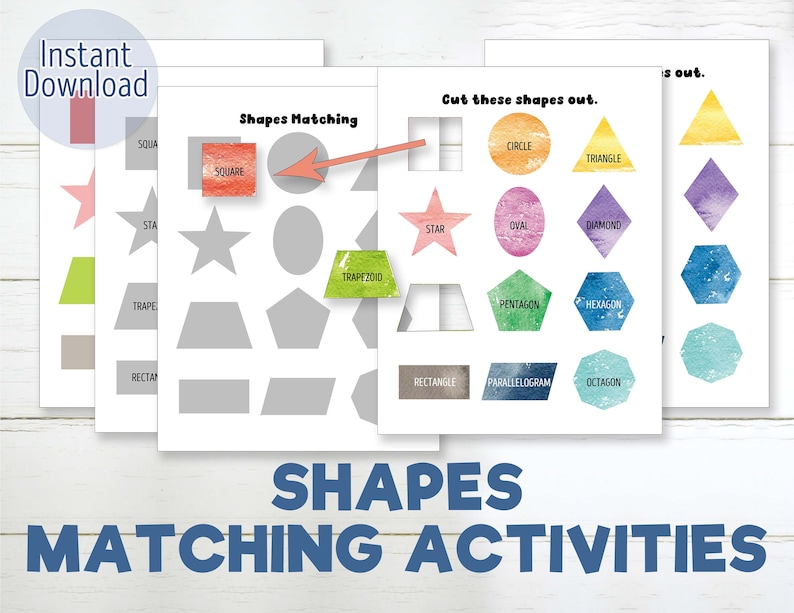 Shapes Matching Printables Learning Busy Book Page Homeschool - Etsy