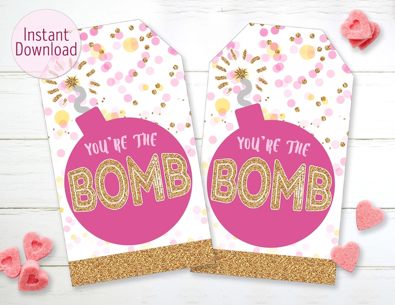 Printable You're the BOMB Gift Tag Bath Bomb Favors Tag - Etsy