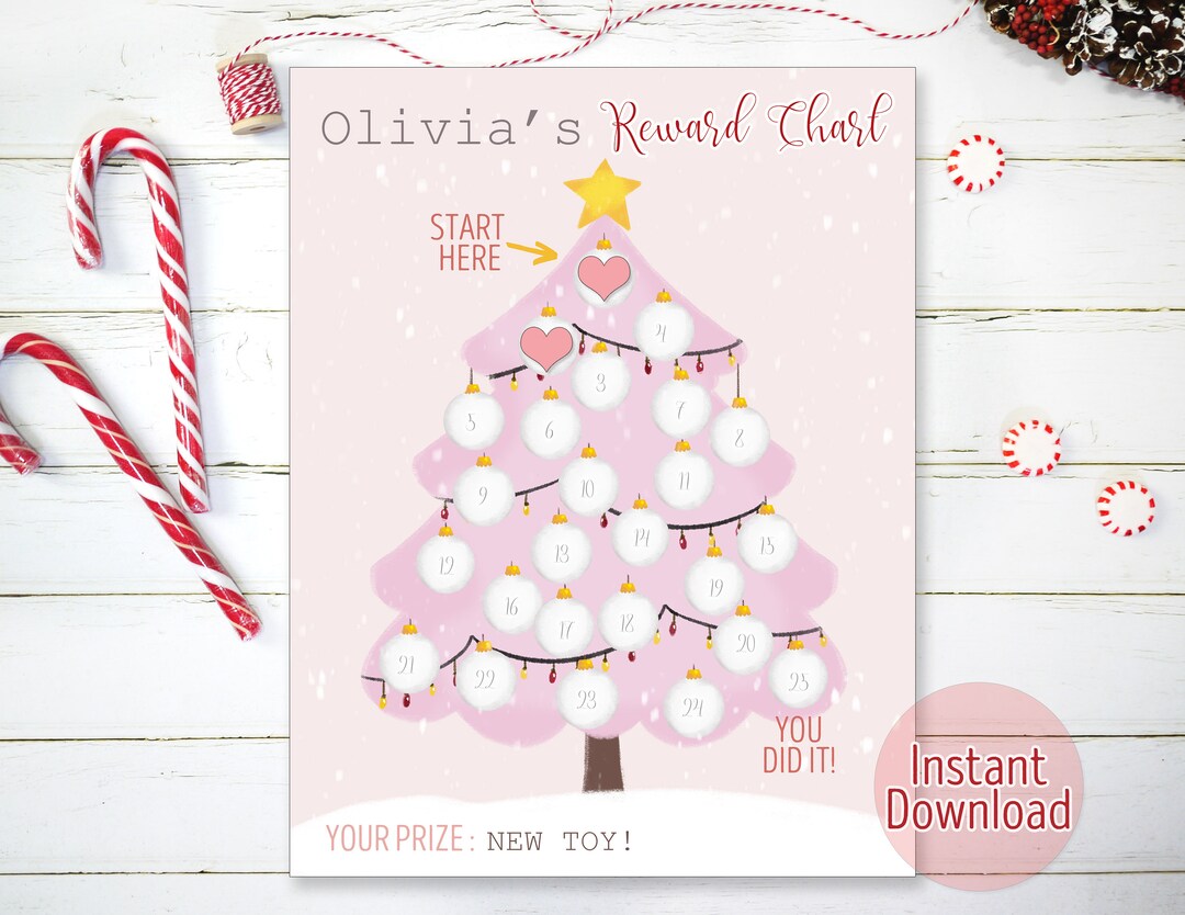 Printable Christmas Reward Chart for Kids Winter Tree Behavior Chart ...