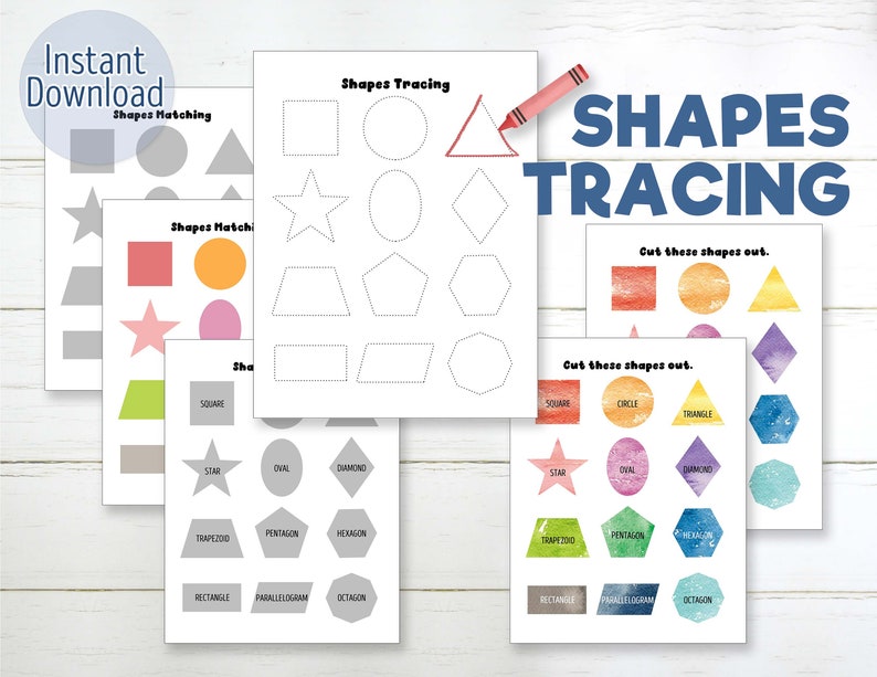 Shapes Matching Printables Learning Busy Book Page Homeschool - Etsy