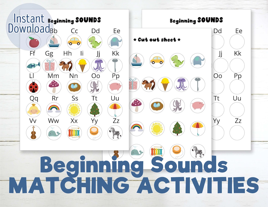 Printable Beginning Sounds Preschool Printables Worksheets ABC - Etsy