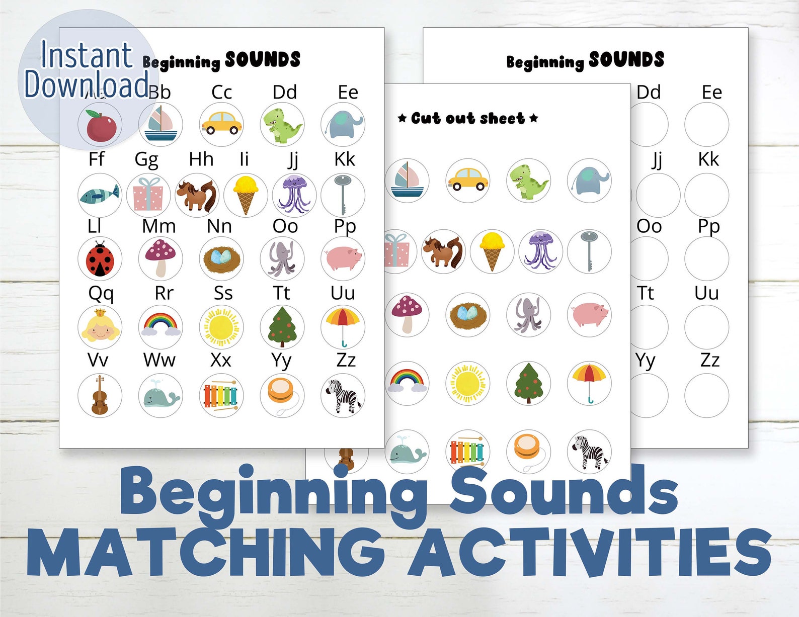 Printable Beginning Sounds Preschool Printables Worksheets ABC - Etsy
