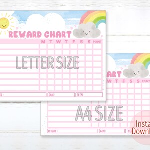 Printable Rainbow Kids Reward Chart for Kids Sunshine Behavior Chart ...