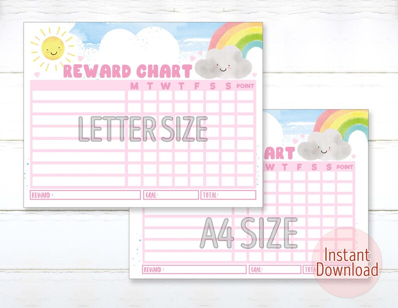 Printable Rainbow Kids Reward Chart for Kids Sunshine Behavior - Etsy