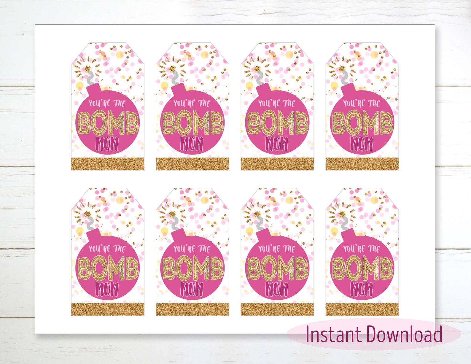 Printable Mother's Day Bath Bomb Gift Tag You're the BOMB Mom Cocoa ...