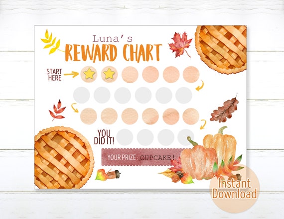 Printable Fall Reward Chart Thanksgiving Behavior Chart for - Etsy