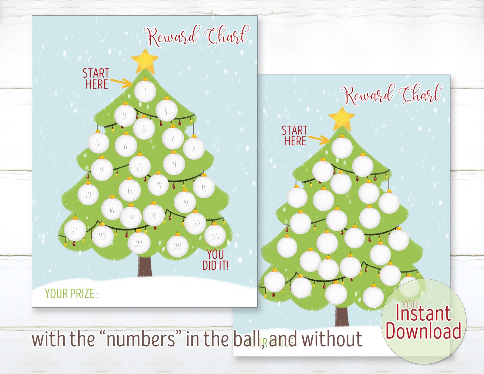 Printable Christmas Tree Reward Chart for Kids Winter Behavior Chart ...