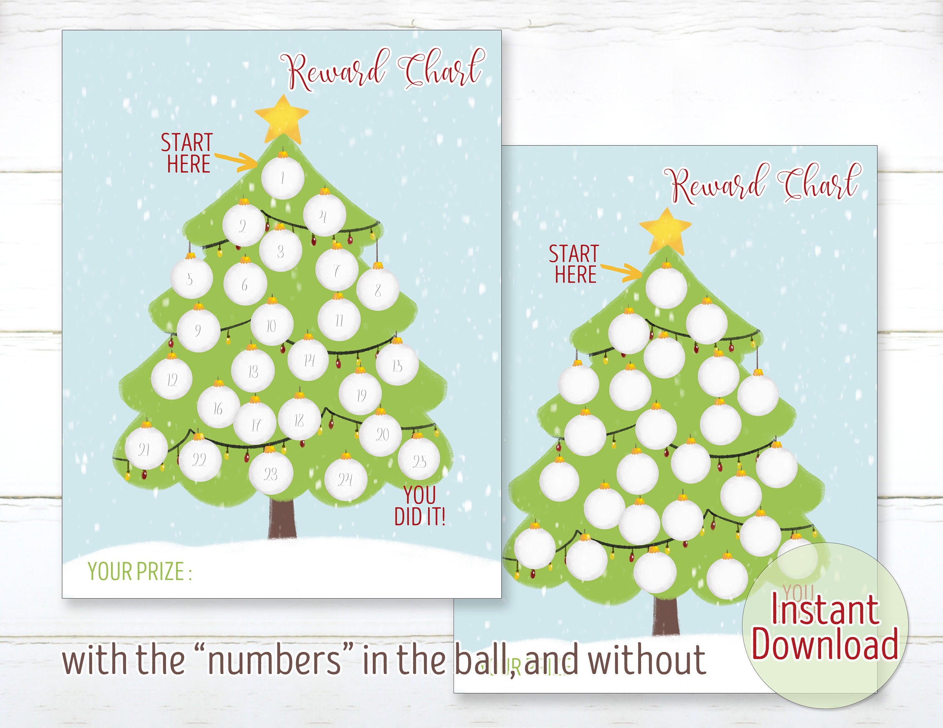Printable Christmas Tree Reward Chart for Kids Winter Behavior Chart ...