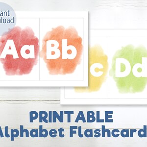 Printable Watercolor Rainbow Alphabet Flash Cards Letter - Etsy