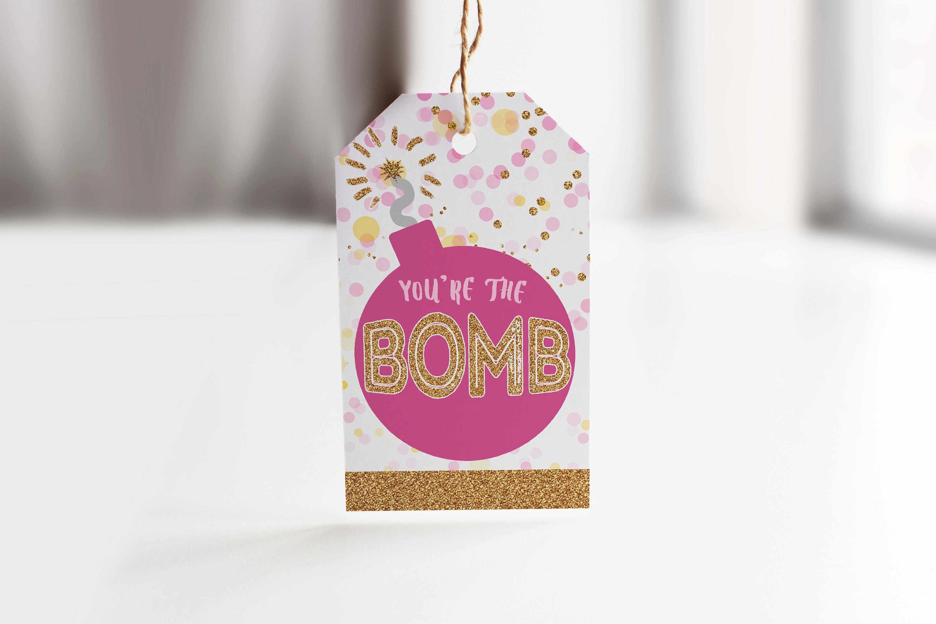 Printable You're the BOMB Gift Tag Bath Bomb Favors Tag Cocoa Bomb ...