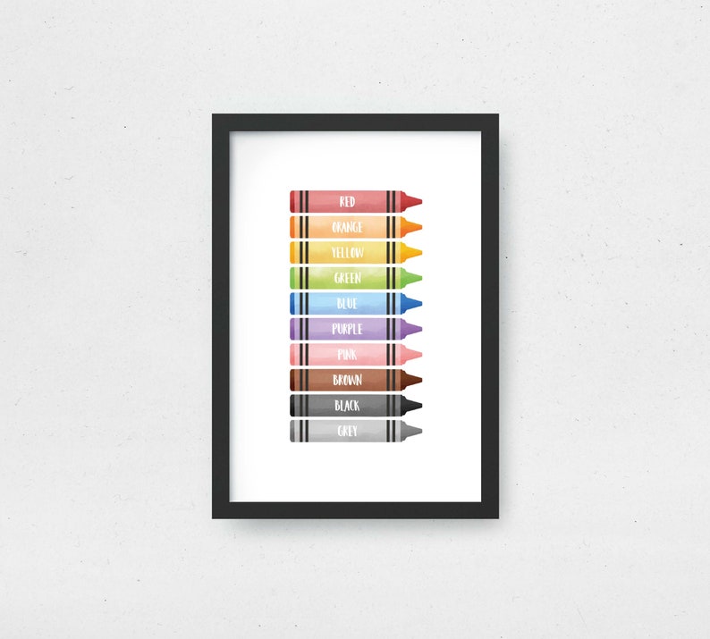 Rainbow Crayon Colors Printable Home School Educational Print Nursery ...