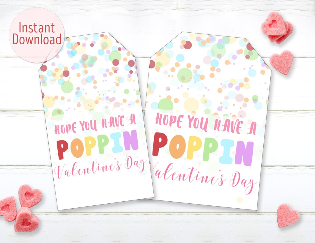 Pop It Valentine Tags for Kids Printable Poppin Valentine's Day Cards ...