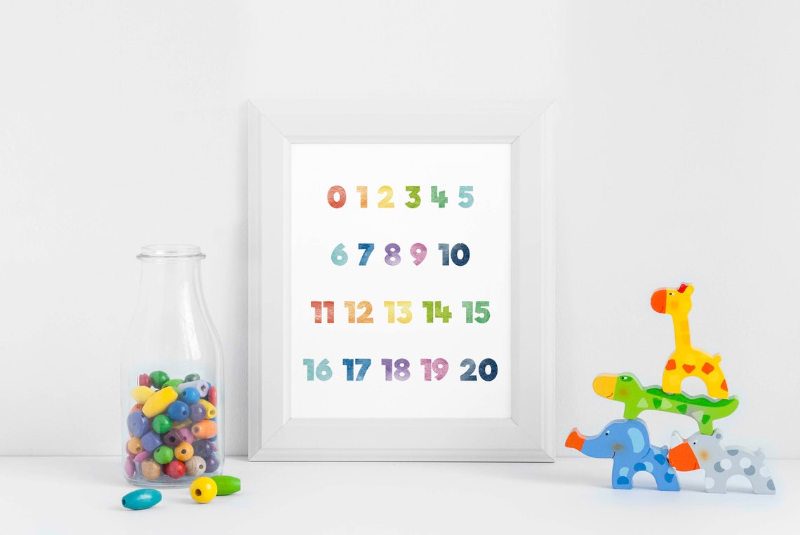 Watercolor Rainbow Numbers Printable Preschool Poster Home School ...