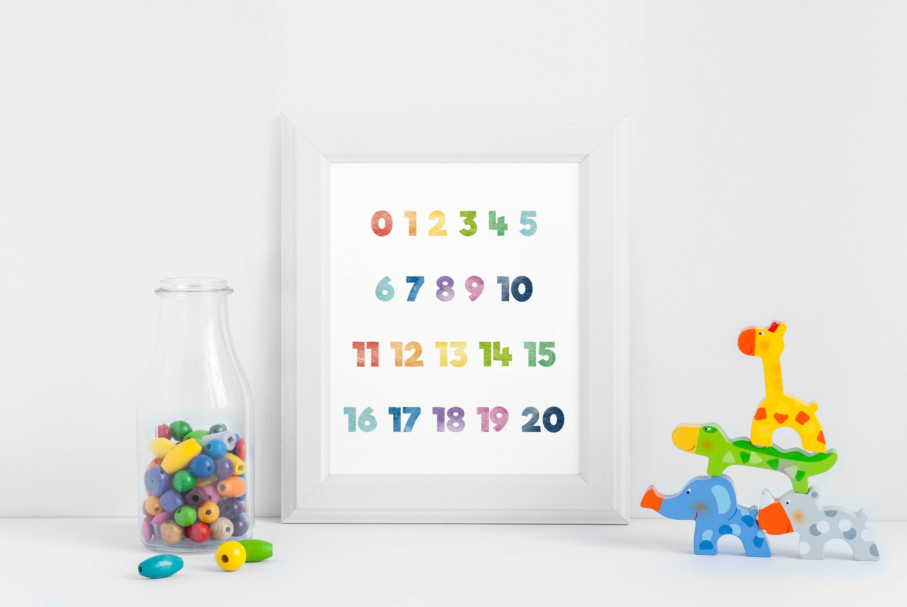 Watercolor Rainbow Numbers Printable Preschool Poster Home School ...