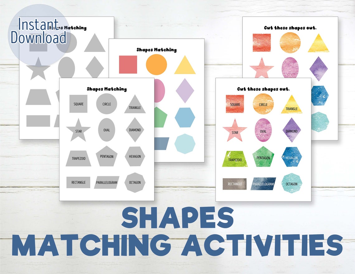 Shapes Matching Printables Learning Busy Book Page Homeschool - Etsy