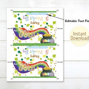 St. Patrick's Day Editable Treat Bag Toppers Pot of Gold at the End of ...