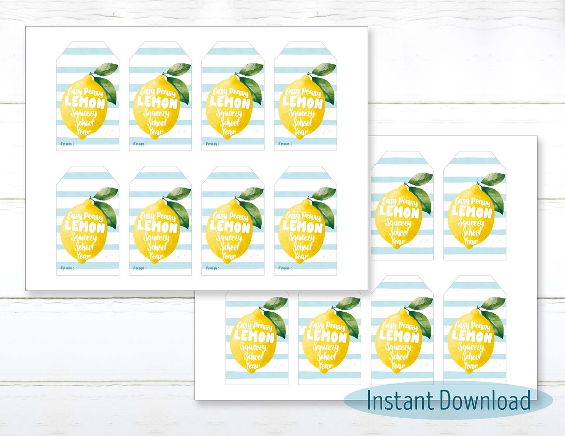 Back to School Lemon Tags PRINTABLE Easy Peasy Lemon Squeezy | Etsy